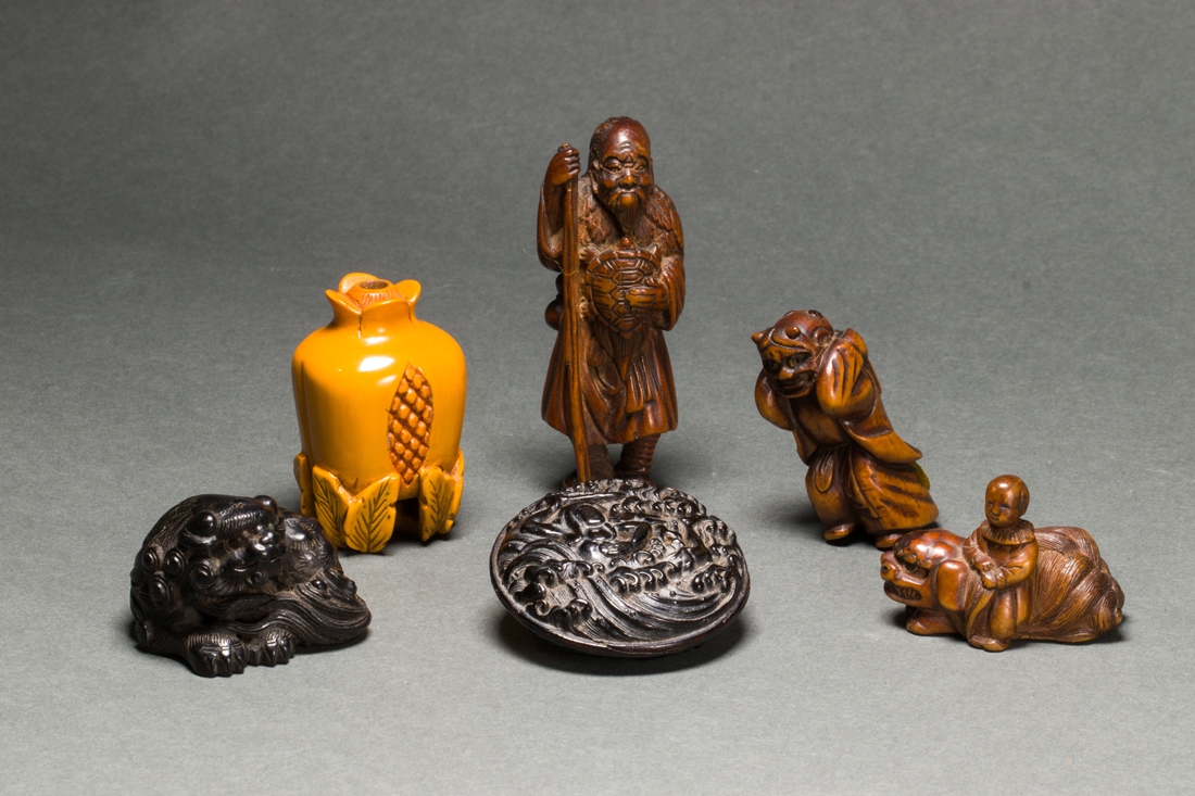 Japanese School | Six Japanese wood animal netsuke | MutualArt