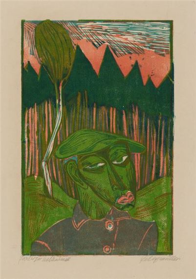 Conrad Felixmüller | Einsamer Mann im Wald (1920) | MutualArt