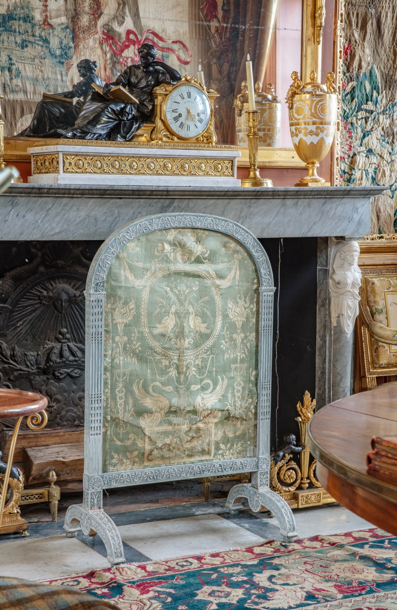 Georges Jacob | A Louis XVI blue and white painted wood fire screen ...