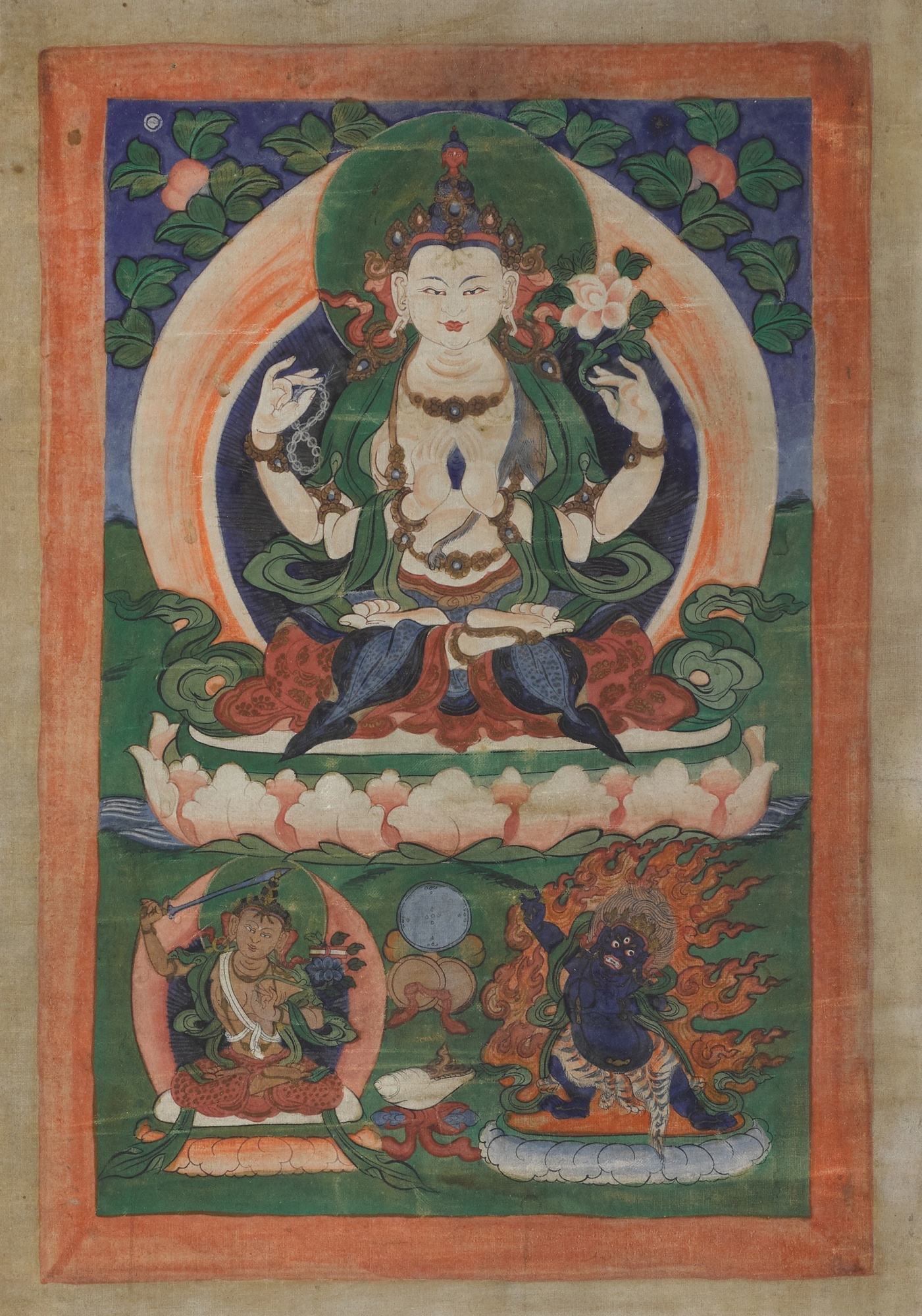 Tibetan School, 19th Century | Two thangkas depicting Shadaksari ...