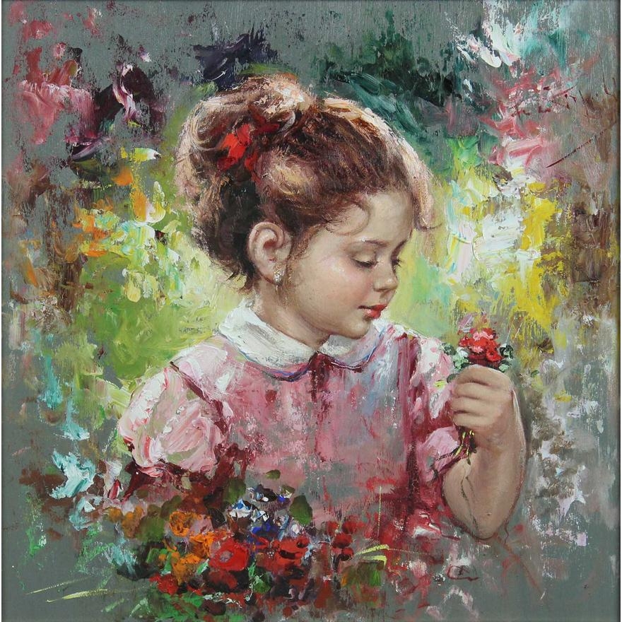 Franco Rispoli | LITTLE GIRL WITH FLOWERS | MutualArt