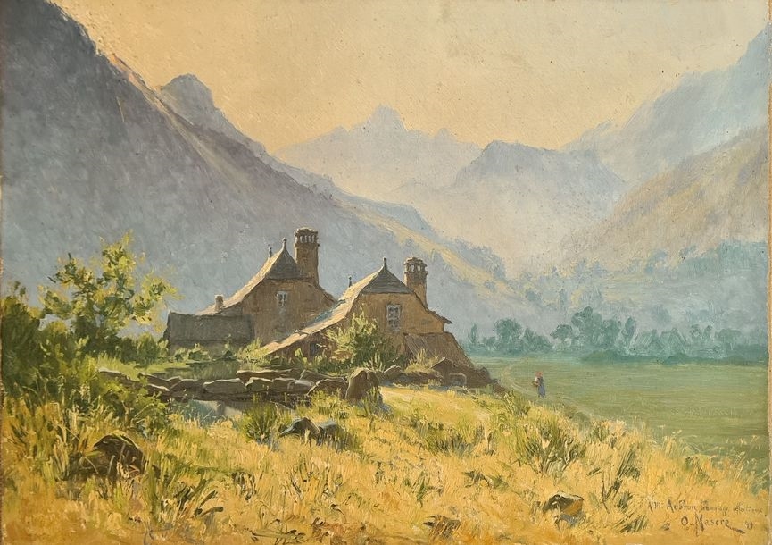 Oscar Louis Mascré | Farm at the foot of the mountains | MutualArt