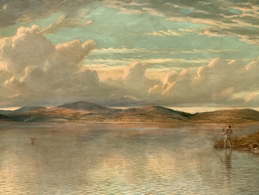 Anthony Carey Stannus | evening water landscape with angler landing a ...