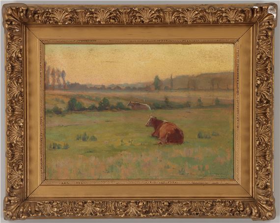 Frank Townsend Hutchens | Impressionist landscape with cows | MutualArt
