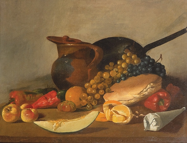 Spanish School, 19th Century | Bodegón con fruta, jarra de barro ...