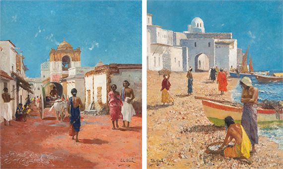 John Gleich | Pareja de escenas orientalistas | MutualArt