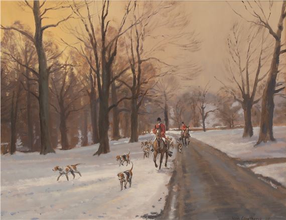 Neil Cawthorne | Huntsmen and hounds on a country road (1988) | MutualArt