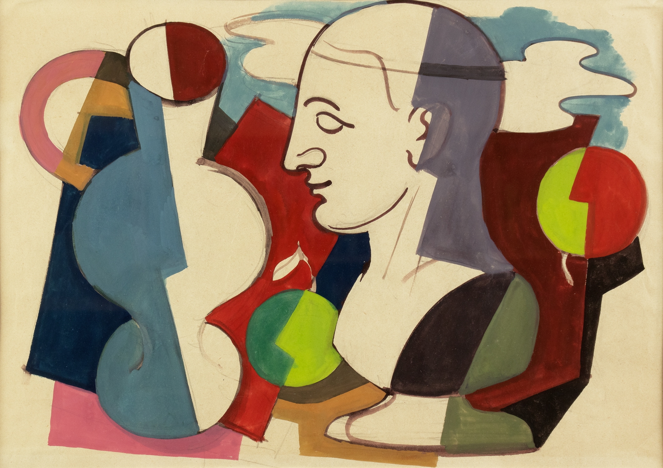 Rudolf Dischinger | Stillleben mit antiker Büste und Krug. (1947 ...