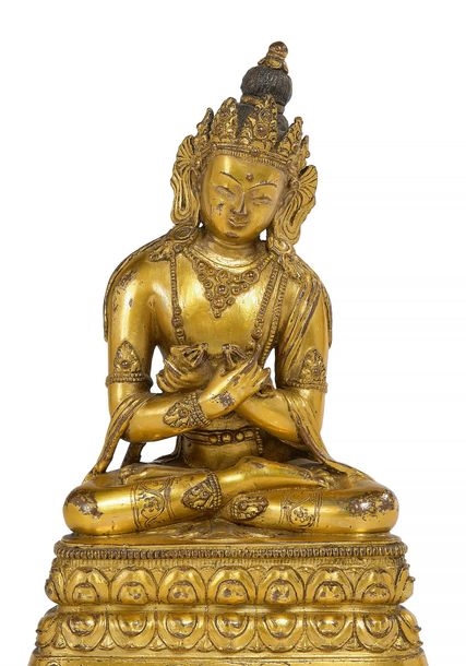 Mongolian School, 18th Century | Statue representing Vajradhara seated ...