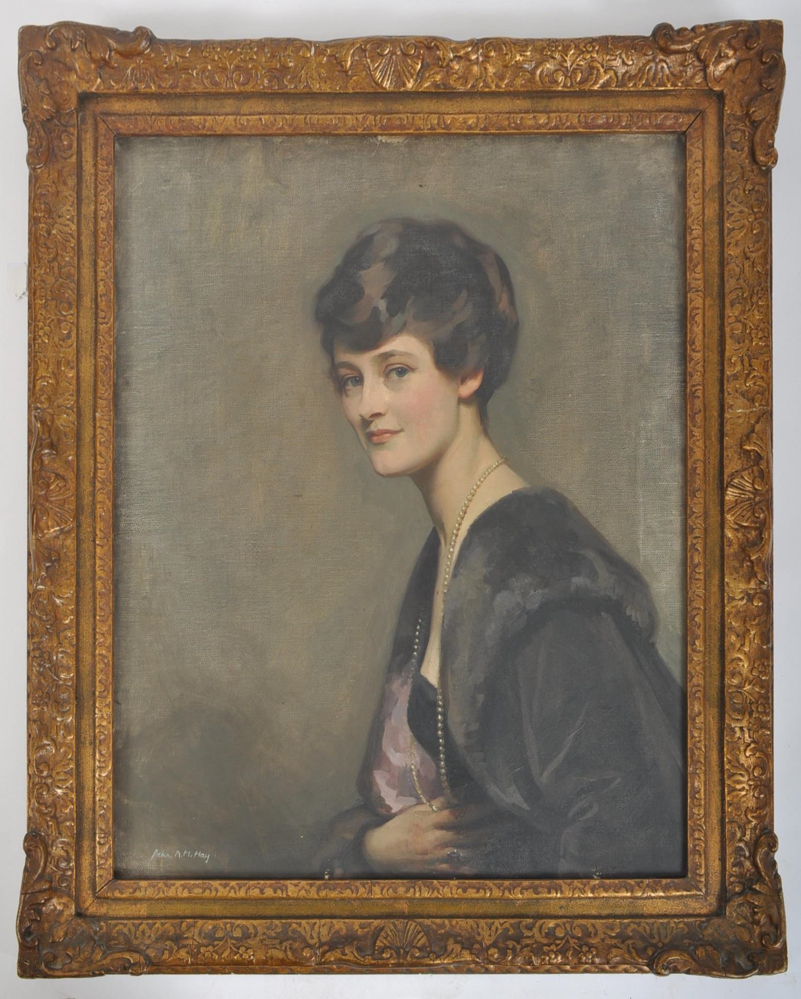 John Arthur Machray Hay | portrait of a lady wearing a cloak and a ...