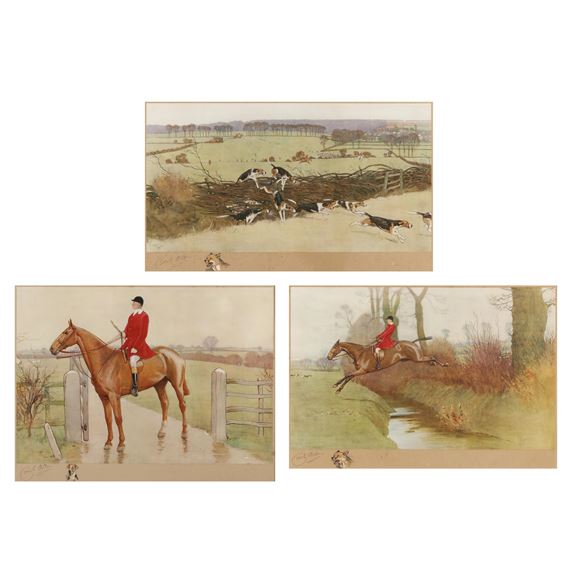 Aldin Cecil | Three Fox Hunting Prints with Remarque Drawings | Compare ...