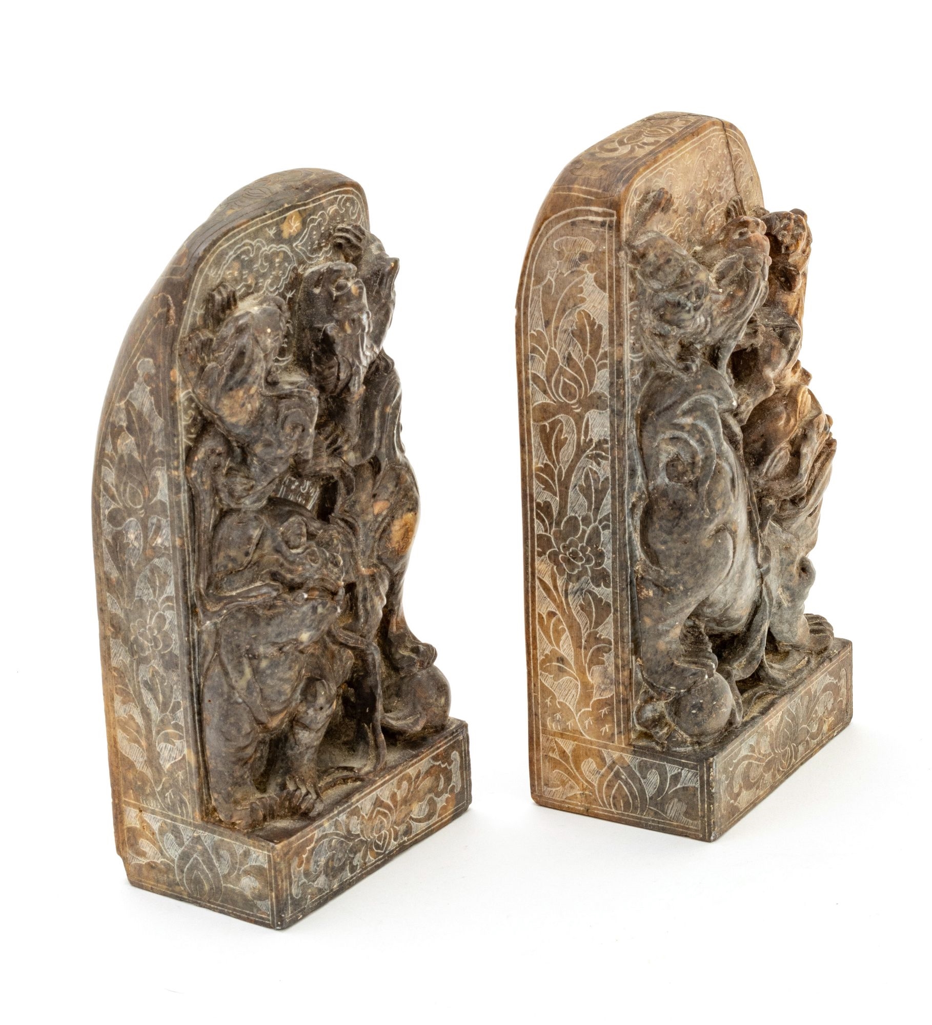 Chinese School | Chinese Archaic Relief Carved Hardstone Tablets H 7.5 ...