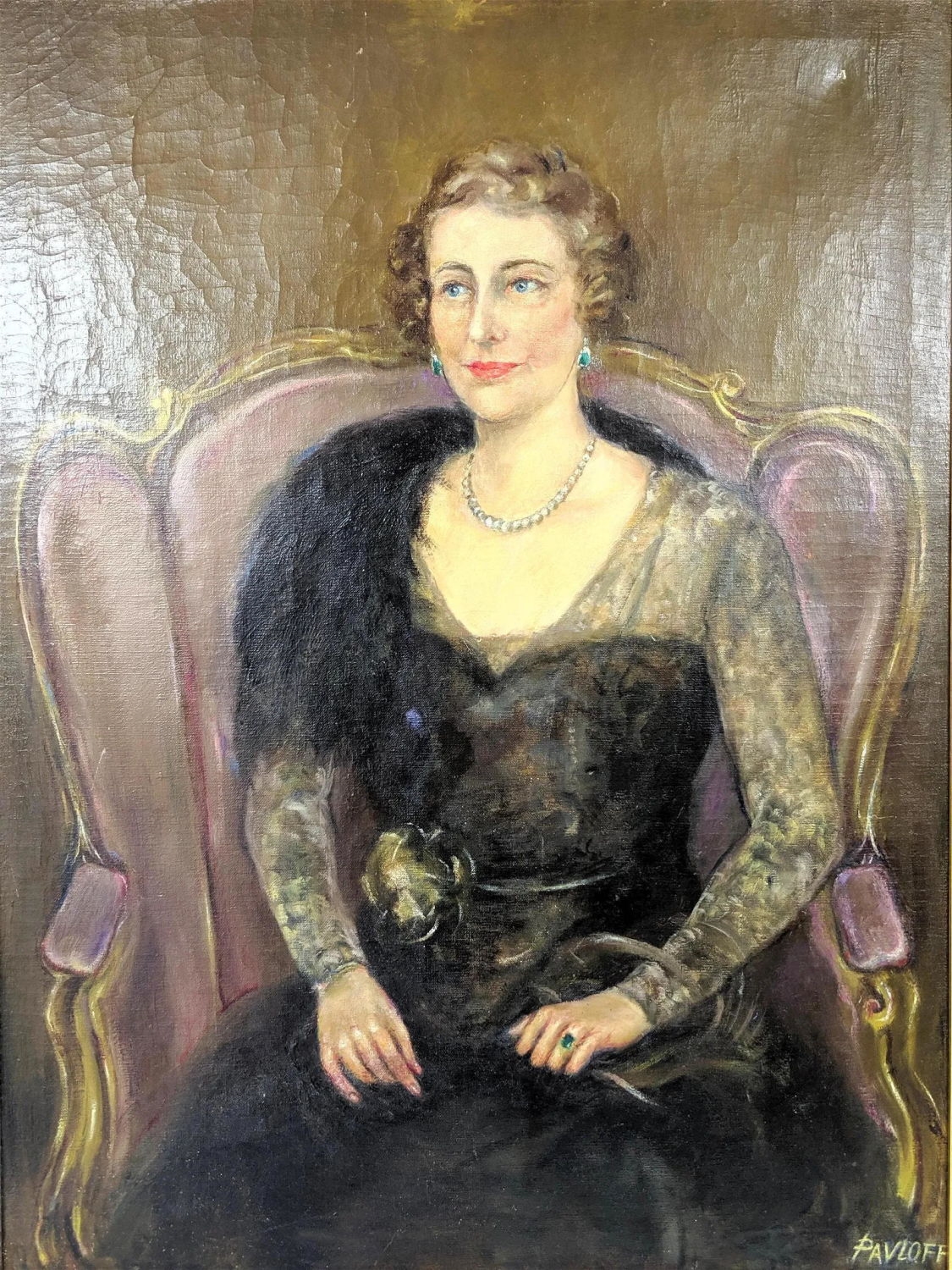 Nicholas Pavloff | Seated regal woman with pearls | MutualArt