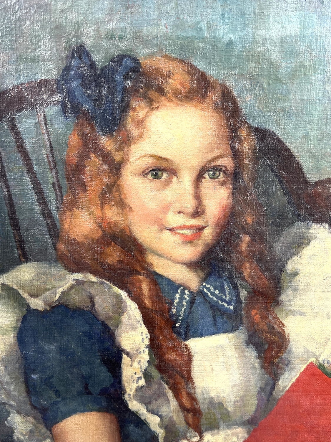 Georgia Warren | Young girl wearing braids reading red book | MutualArt