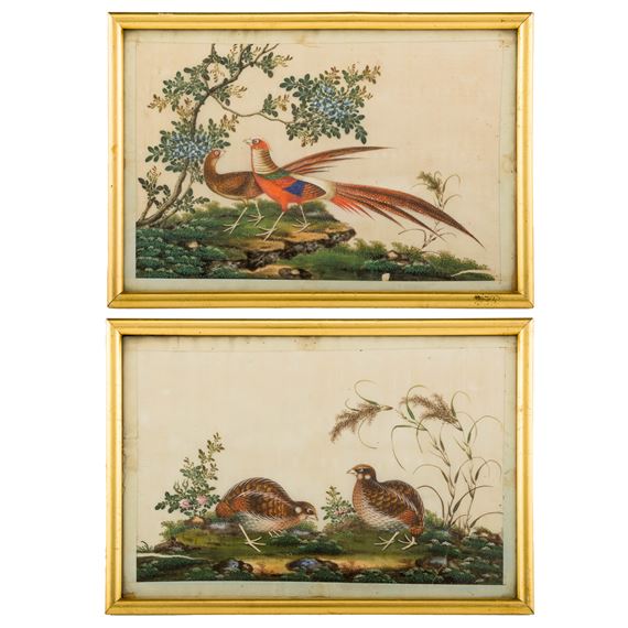 Chinese School, 19th Century | A pair of pheasants ; A pair of guinea ...