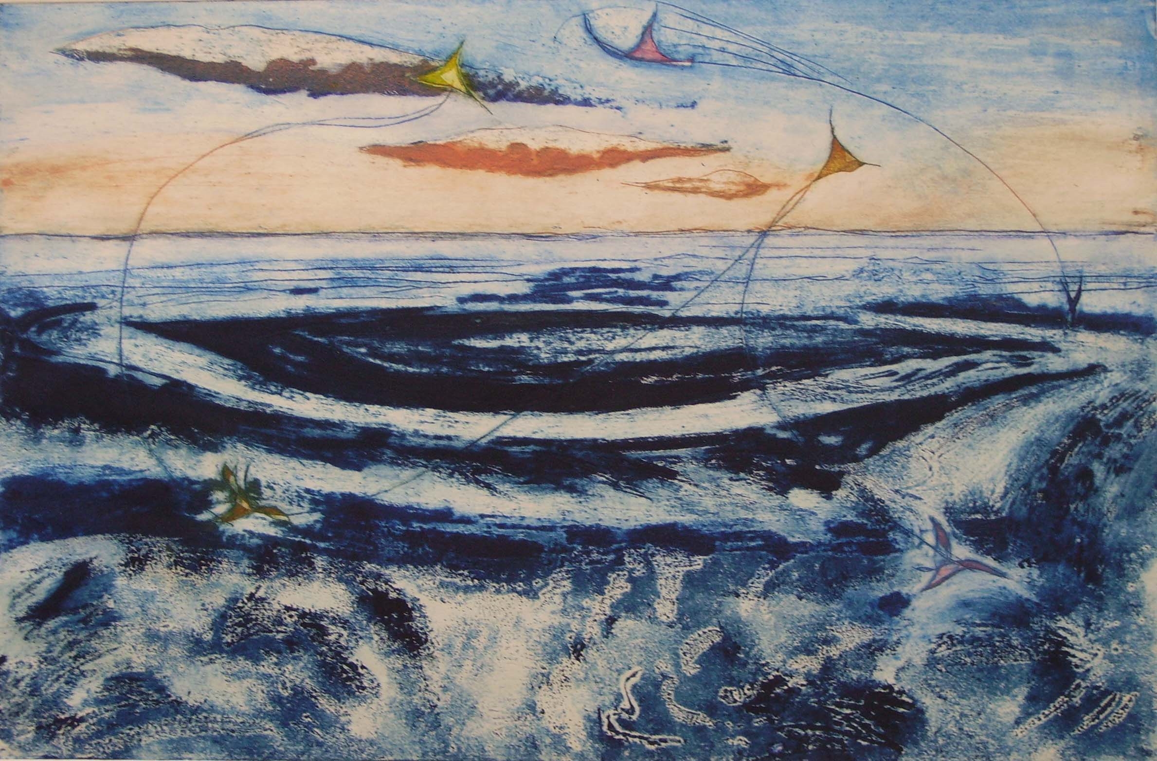 Pauline Bradley | Pauline Bradley. A collagraph print of a seascape ...