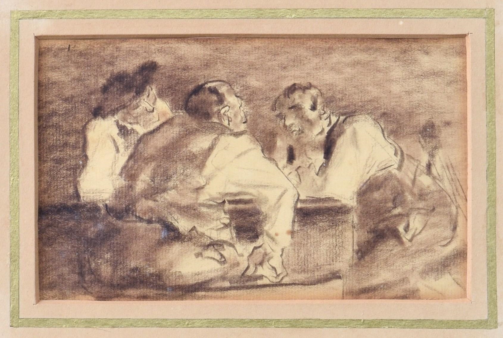 Edmund Blampied | Three Men around a Table | MutualArt