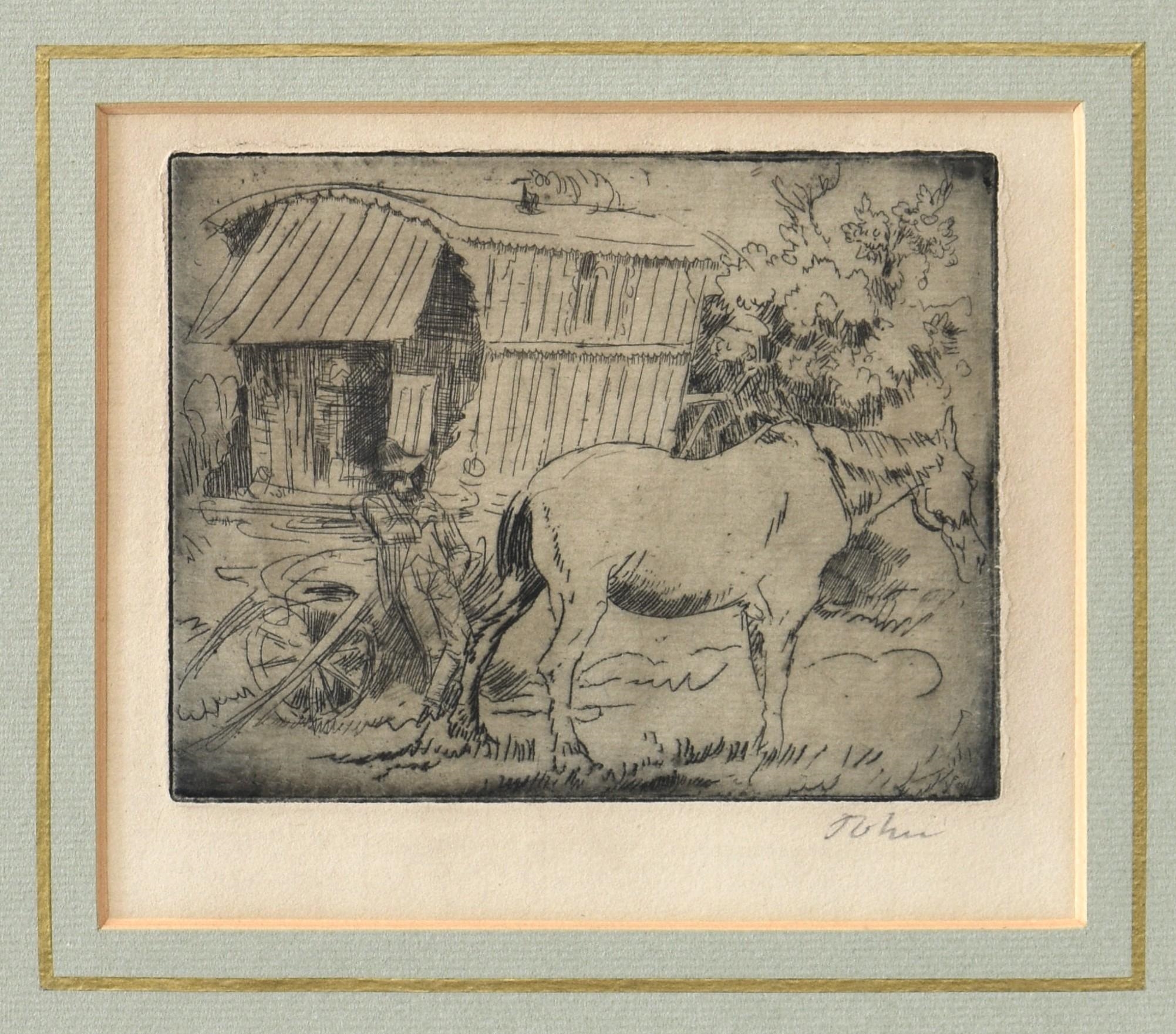 Augustus Edwin John | Gypsy Caravan and Horse | MutualArt