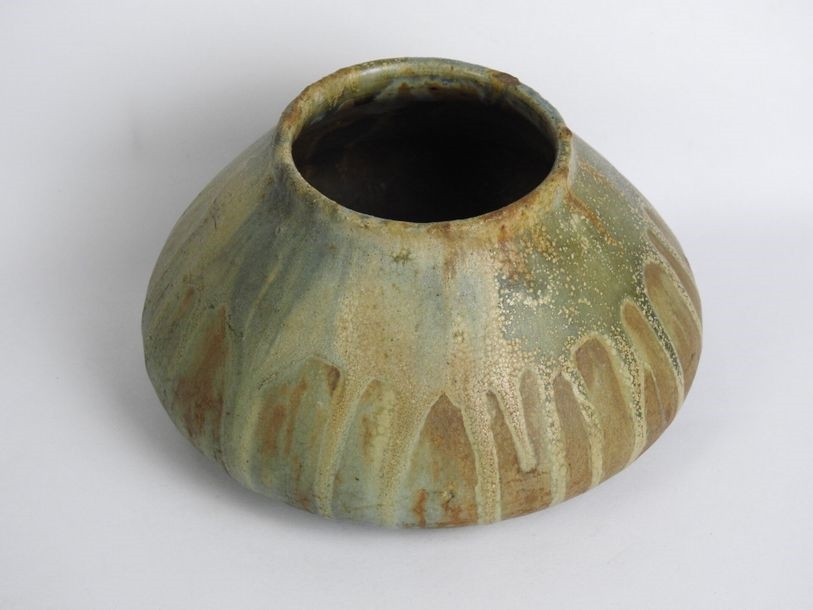 Alexandre Bigot | Petit vase en céramique émaillée bleue et marron ...