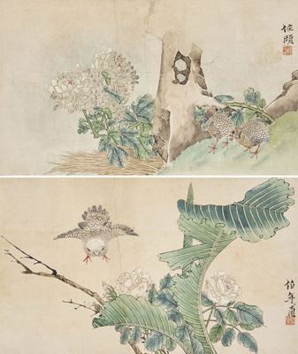 Ren Yi | Banana Leaf Sparrow; Congju Double Quail | MutualArt