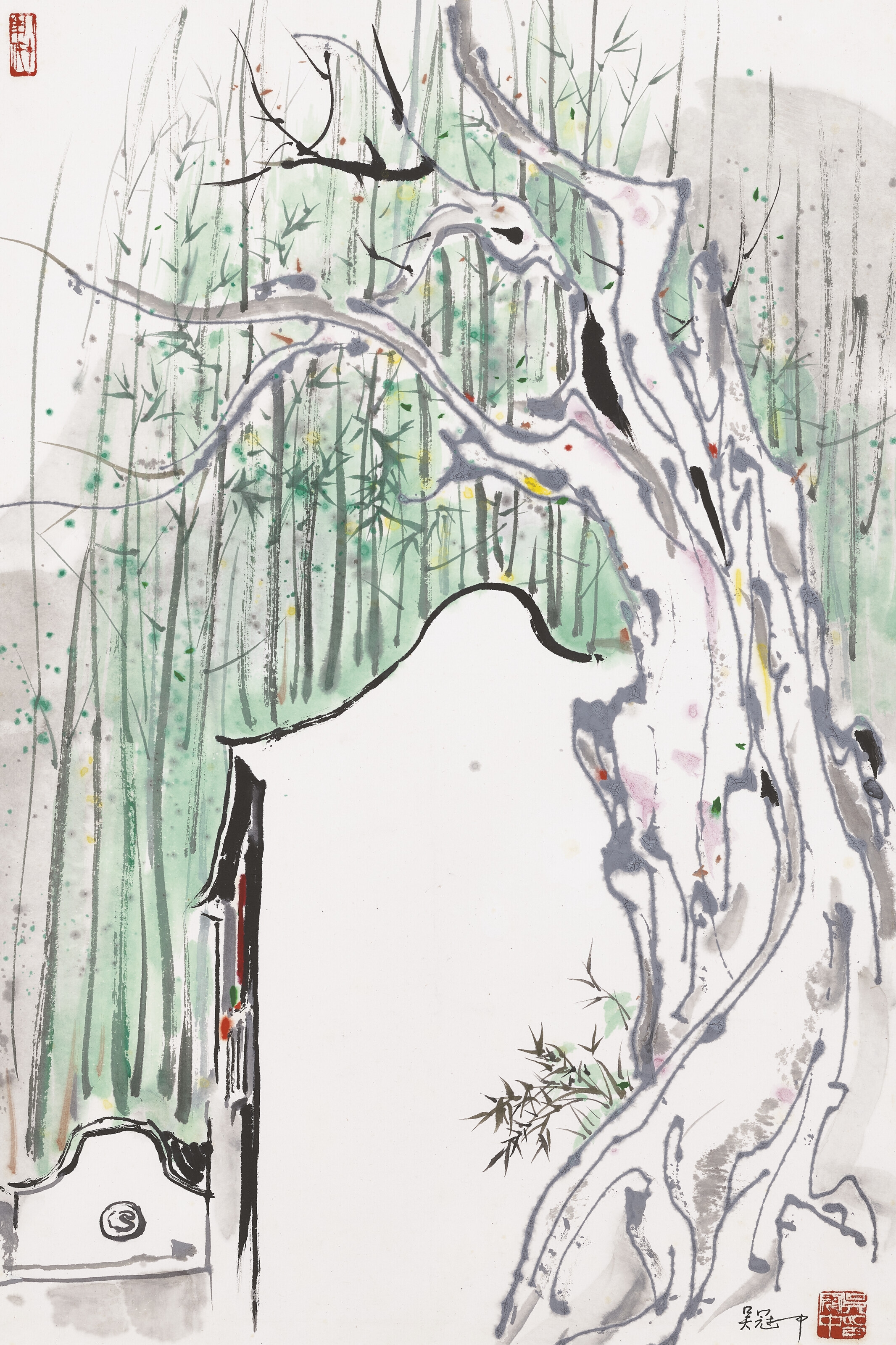 Wu Guanzhong | The White Wall of the Hupao Temple | MutualArt