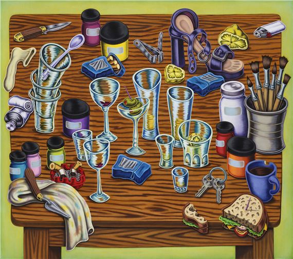 Pedro Pedro | Table in Studio with Half Drunk Glasses (2019) | MutualArt