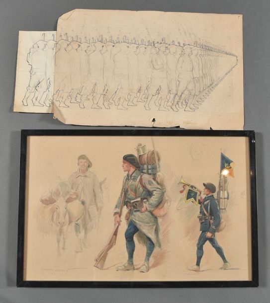 Edmond Lajoux | Hunters of the 6° and 11°BCA, | MutualArt