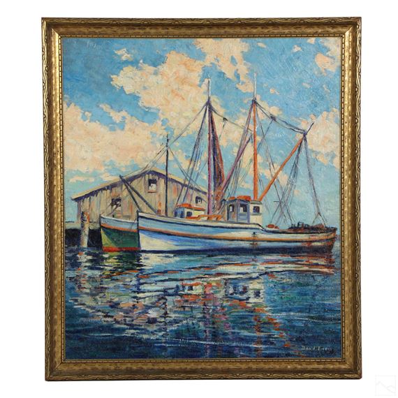 Don J. Emery | Old Florida Daytona Beach marine harbor scene in a ...