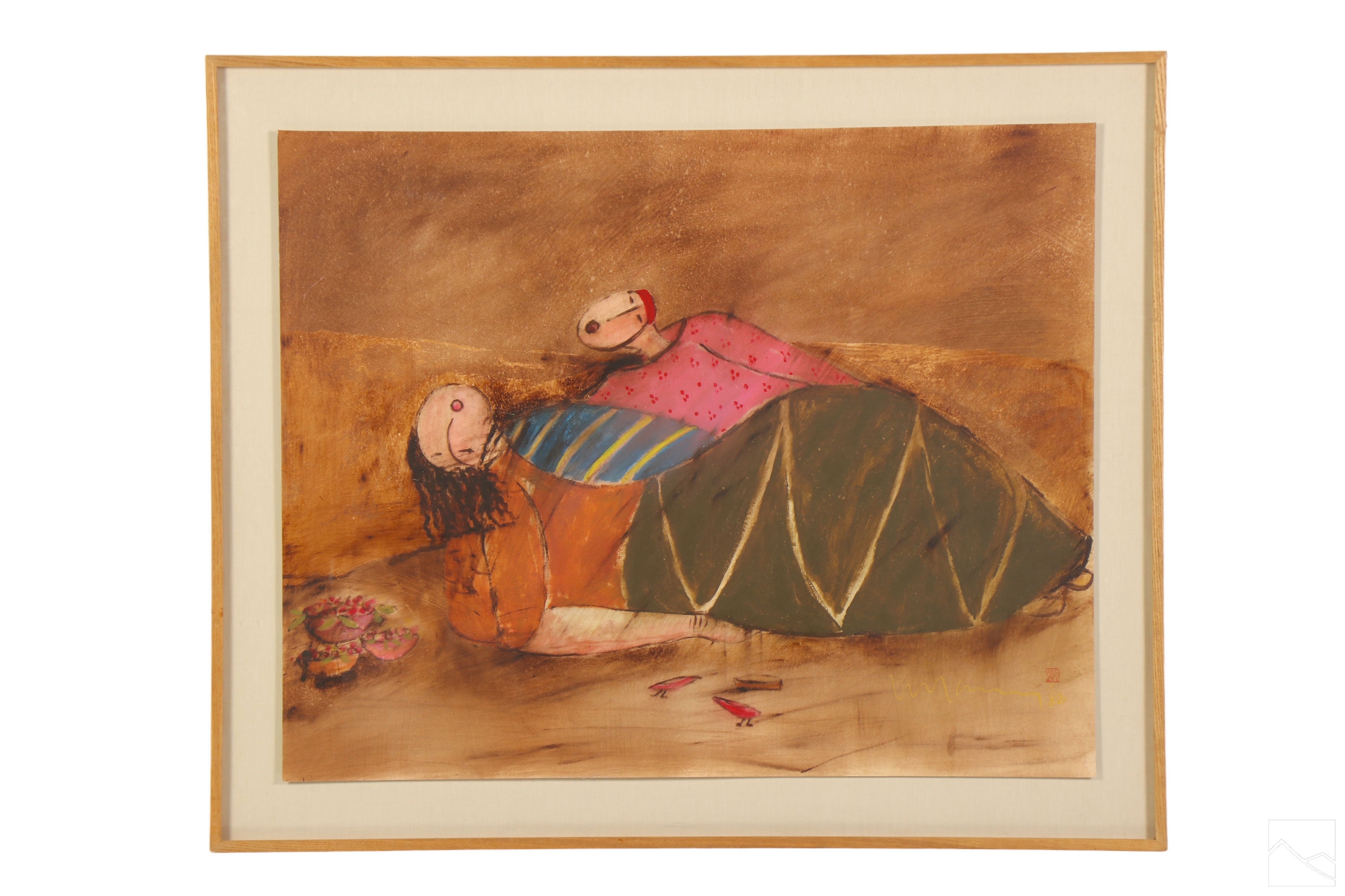 Eng Tay | Colorful figural work depicting two singing female figures ...