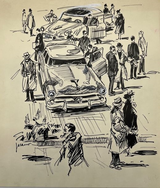 Jacques (1923- Hanot | Set of 3 drawings in Indian ink | MutualArt