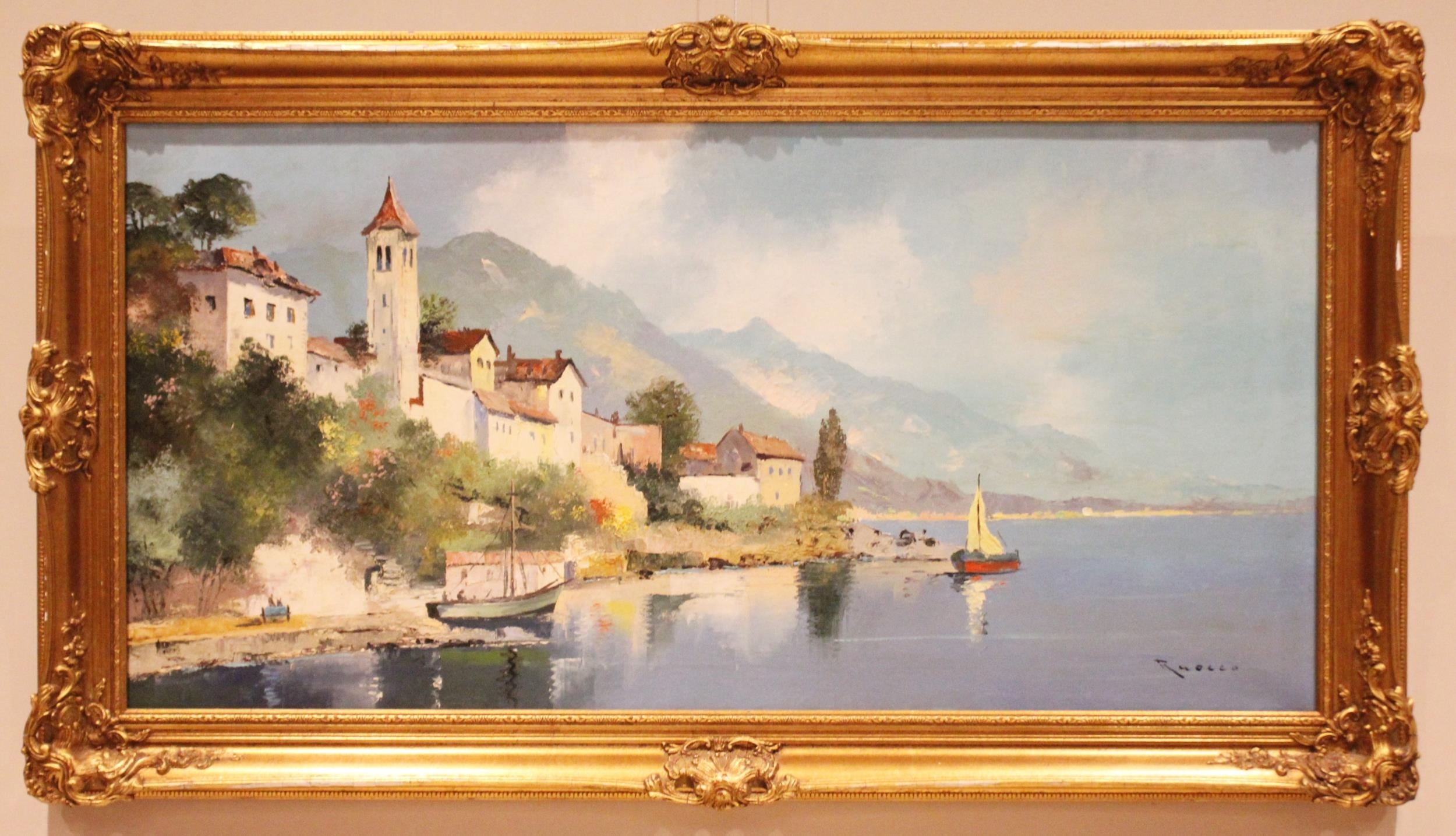 Franco Ruocco | A Mediterranean coastal village with mountains beyond ...