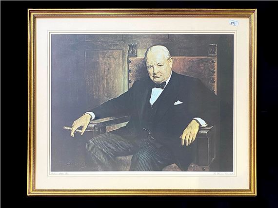 Sir Winston Churchill | Large Framed Print of Winston Churchill | MutualArt