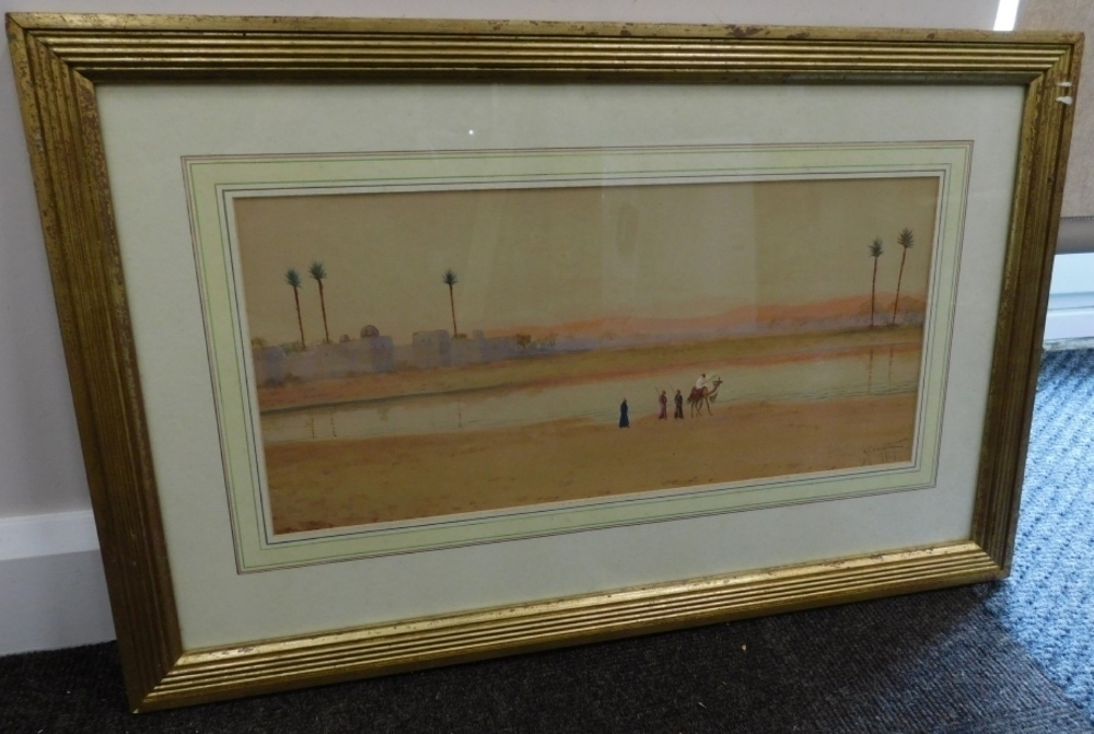Harry Stanton Lynton | Egyptian desert scene, figure on camel aside two ...