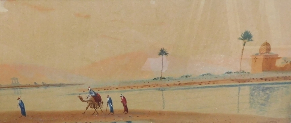 John Shirley Fox | Egyptian desert scene, figure on camel and further ...