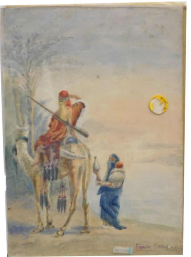 Frank Dean | Eastern scene, figure with rifle on camel before further ...