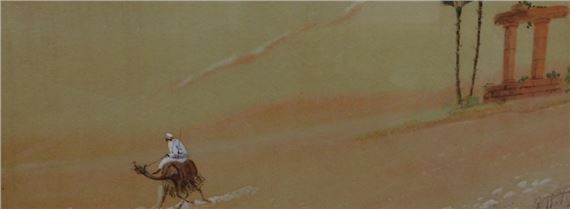 Harry Stanton Lynton | Egyptian desert scene, figure on camel before ...