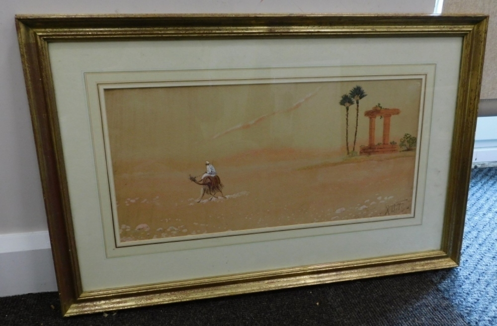 Harry Stanton Lynton | Egyptian desert scene, figure on camel before ...