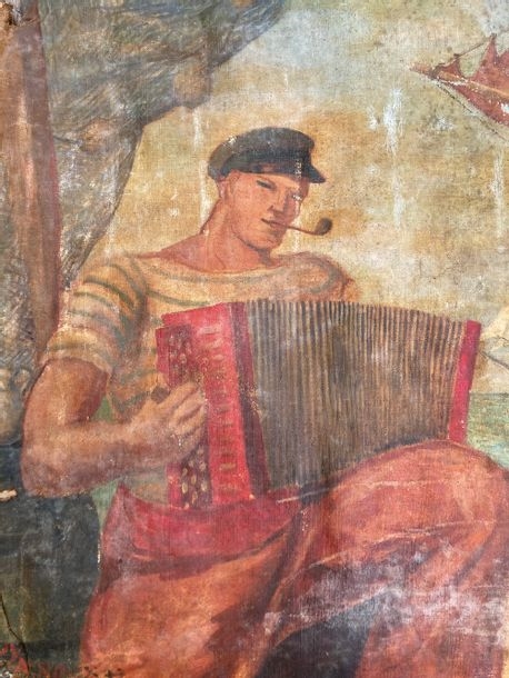 Guy Arnoux | Accordion player and characters in the café of the port in ...