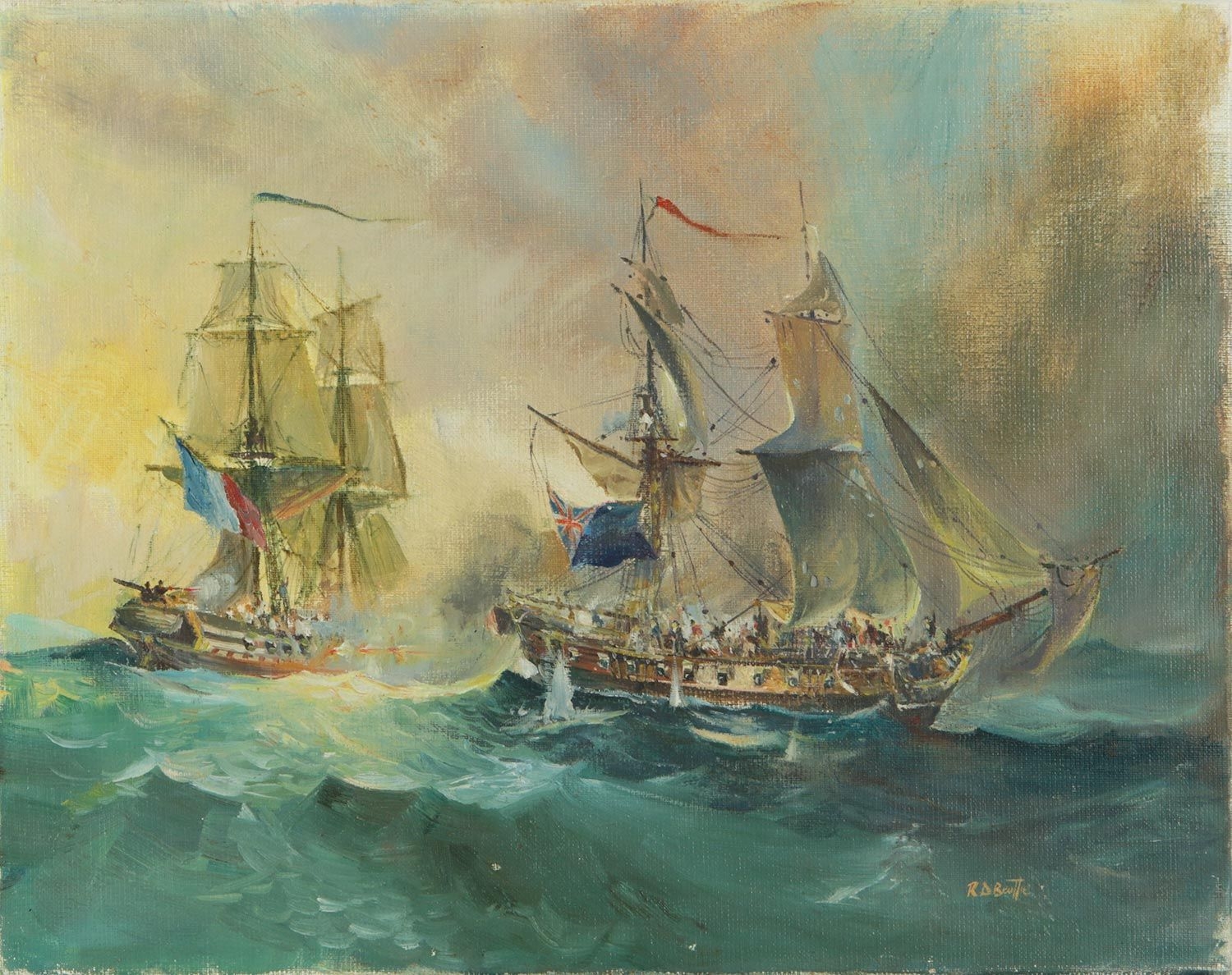 Robert D. Beattie | 'FRENCH & ENGLISH BRIGS IN ACTION 1782' | MutualArt