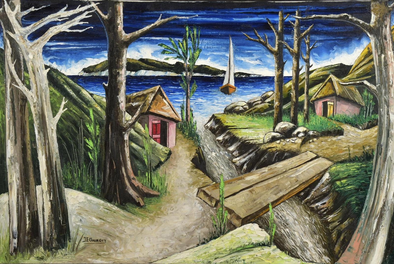 Jacques-Enguerrand Gourgue | Haitian landscape with ocean view | MutualArt