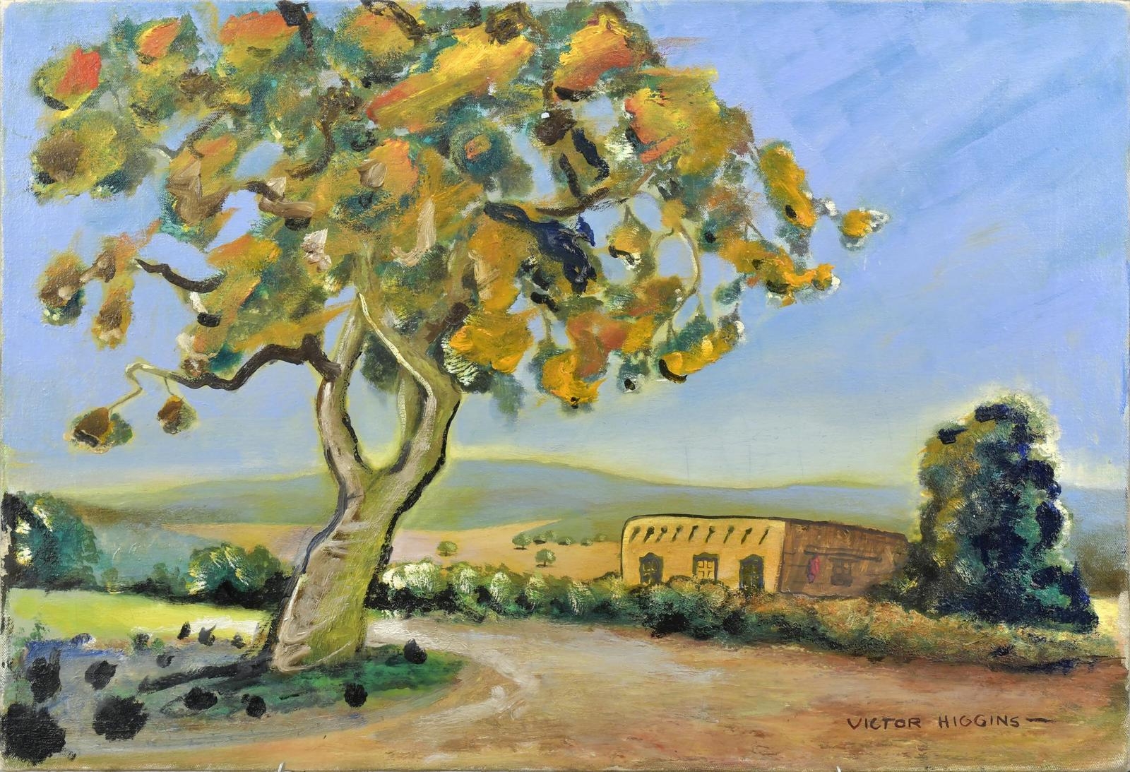 Victor Higgins | Southwestern landscape with tree and adobe (20 ...