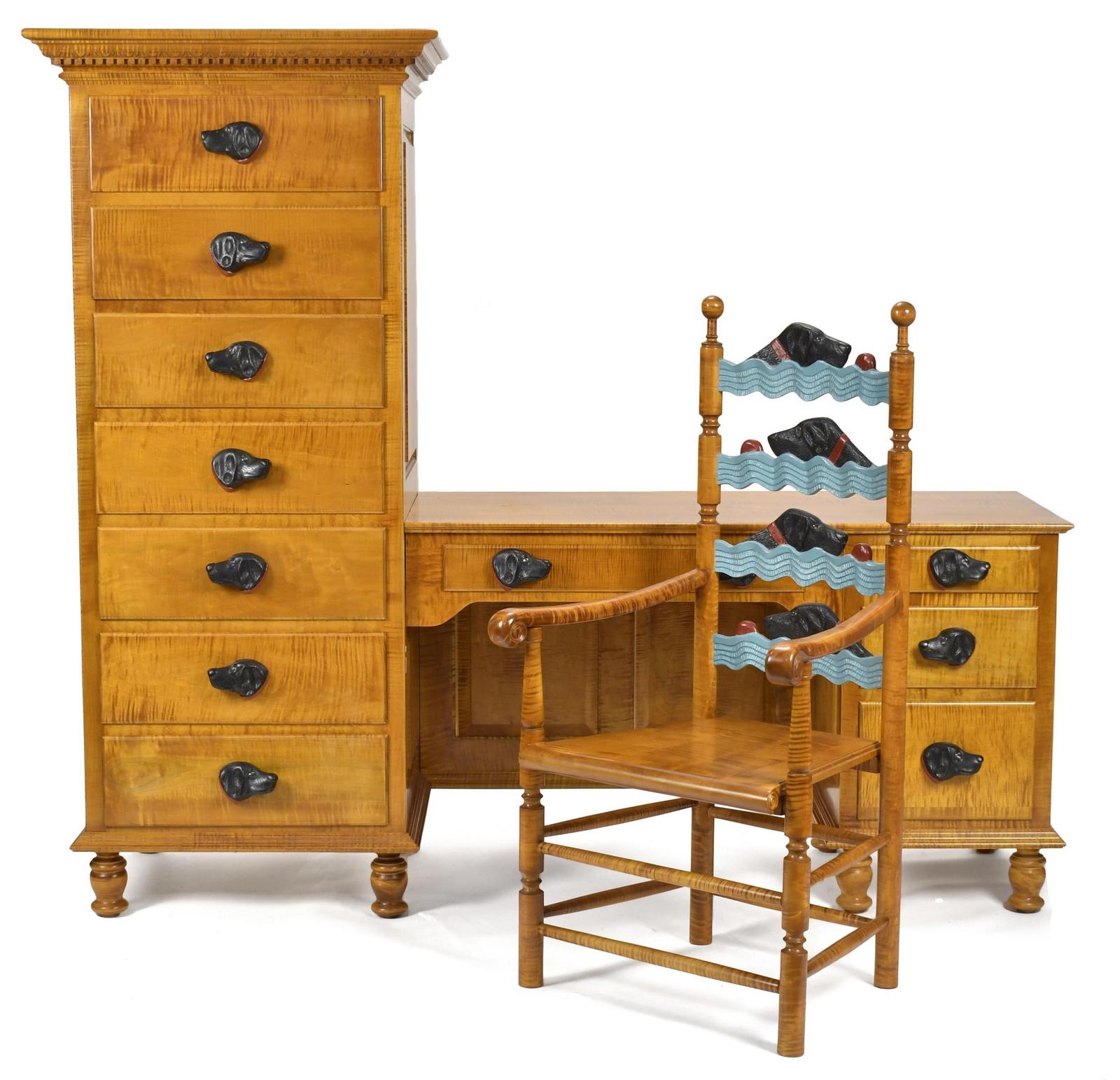 Stephen Huneck | Sectional desk and dresser with matching chair (1999 ...