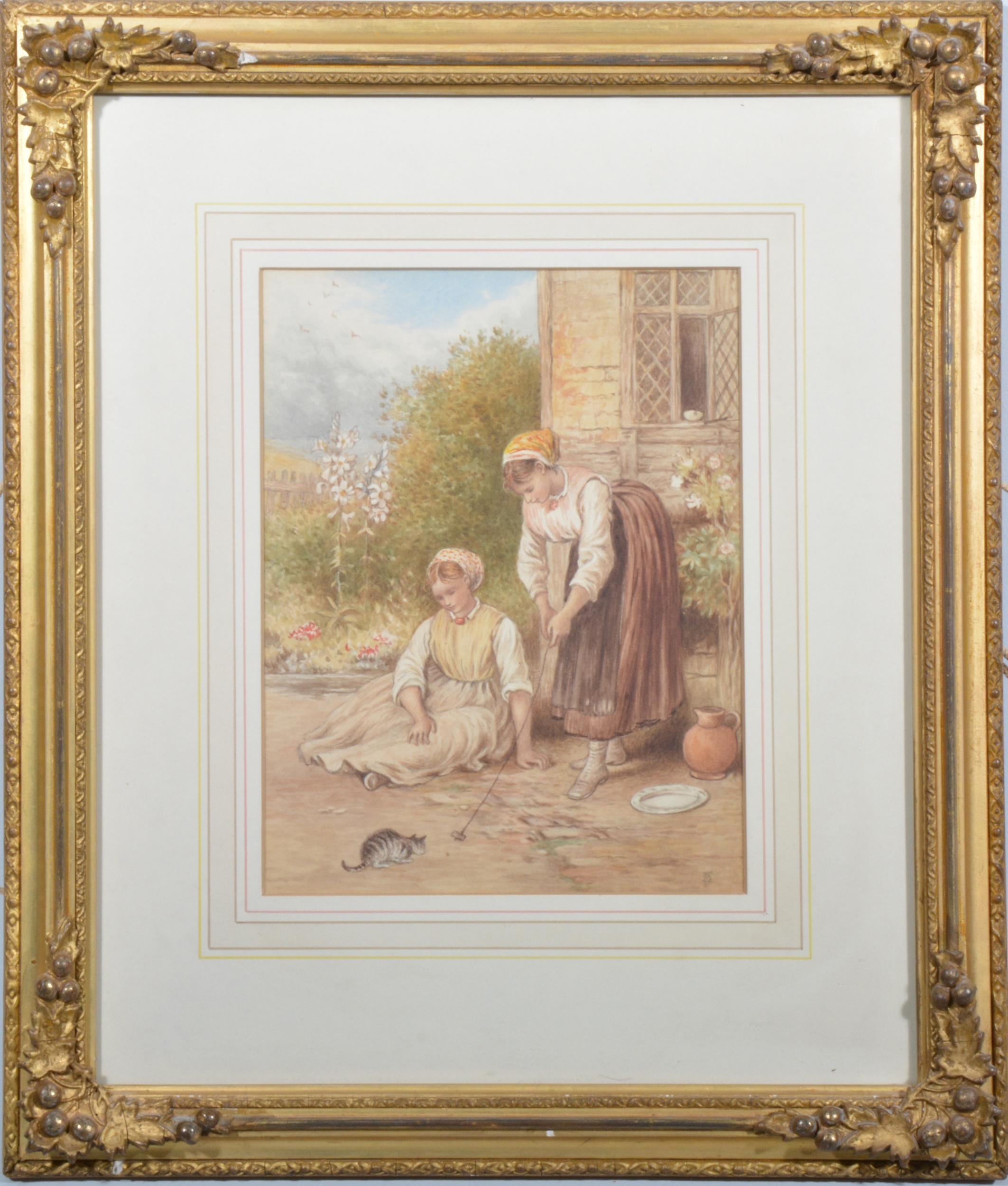Myles Birket Foster | Girls with a kitten | MutualArt