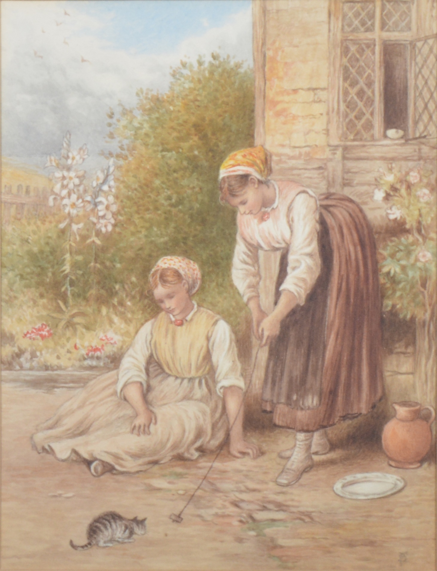Myles Birket Foster | Girls with a kitten | MutualArt