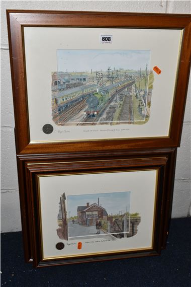 Roger Clarke | FIVE TRAIN THEMED HAND COLOURED ILLUSTRATIONS | MutualArt