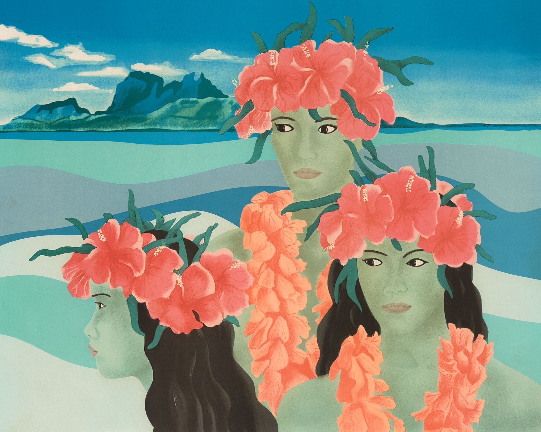 MICHELE DALLET | Tahitian Girls with Flowers | MutualArt
