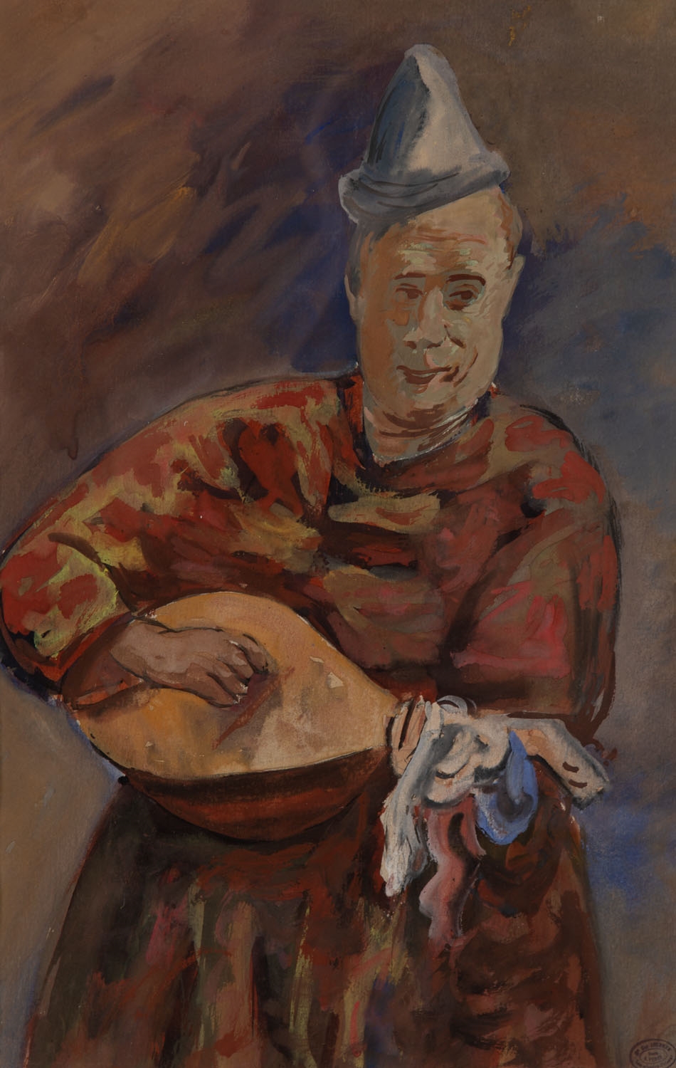 Adolphe Feder | Portrait of musician in a clown dress | MutualArt