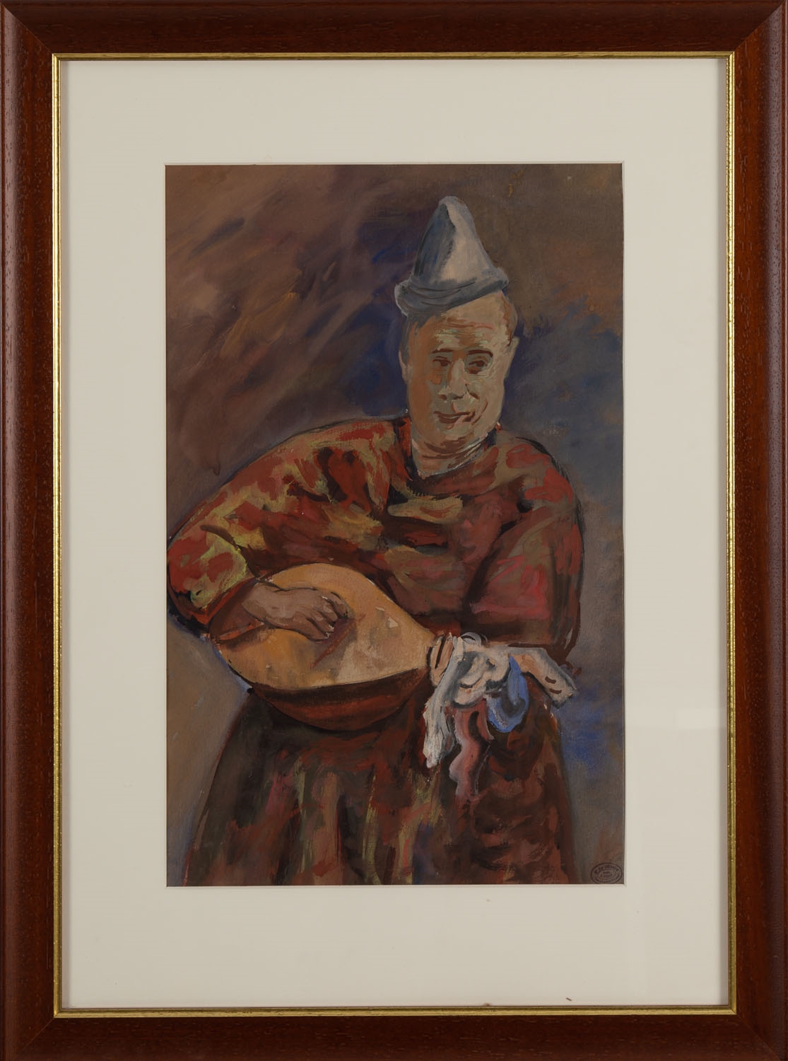 Adolphe Feder | Portrait of musician in a clown dress | MutualArt