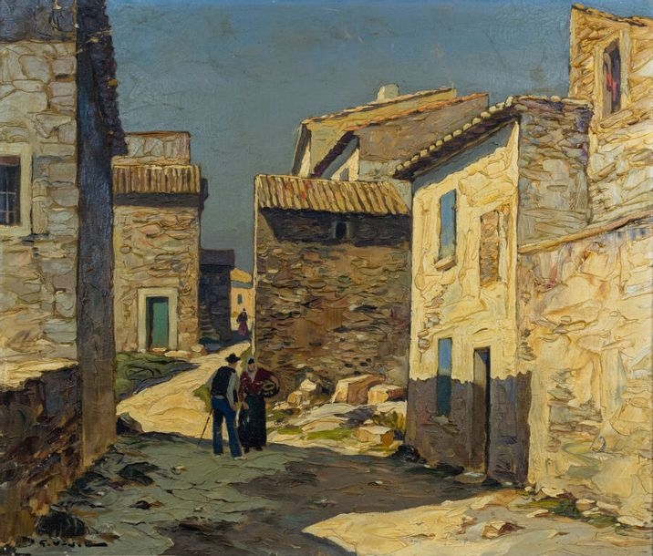 Gustave Vidal | Charette in a Provençal landscape | MutualArt