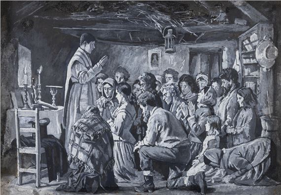 Aloysius O Kelly Mass In A Connemara Cabin Mutualart
